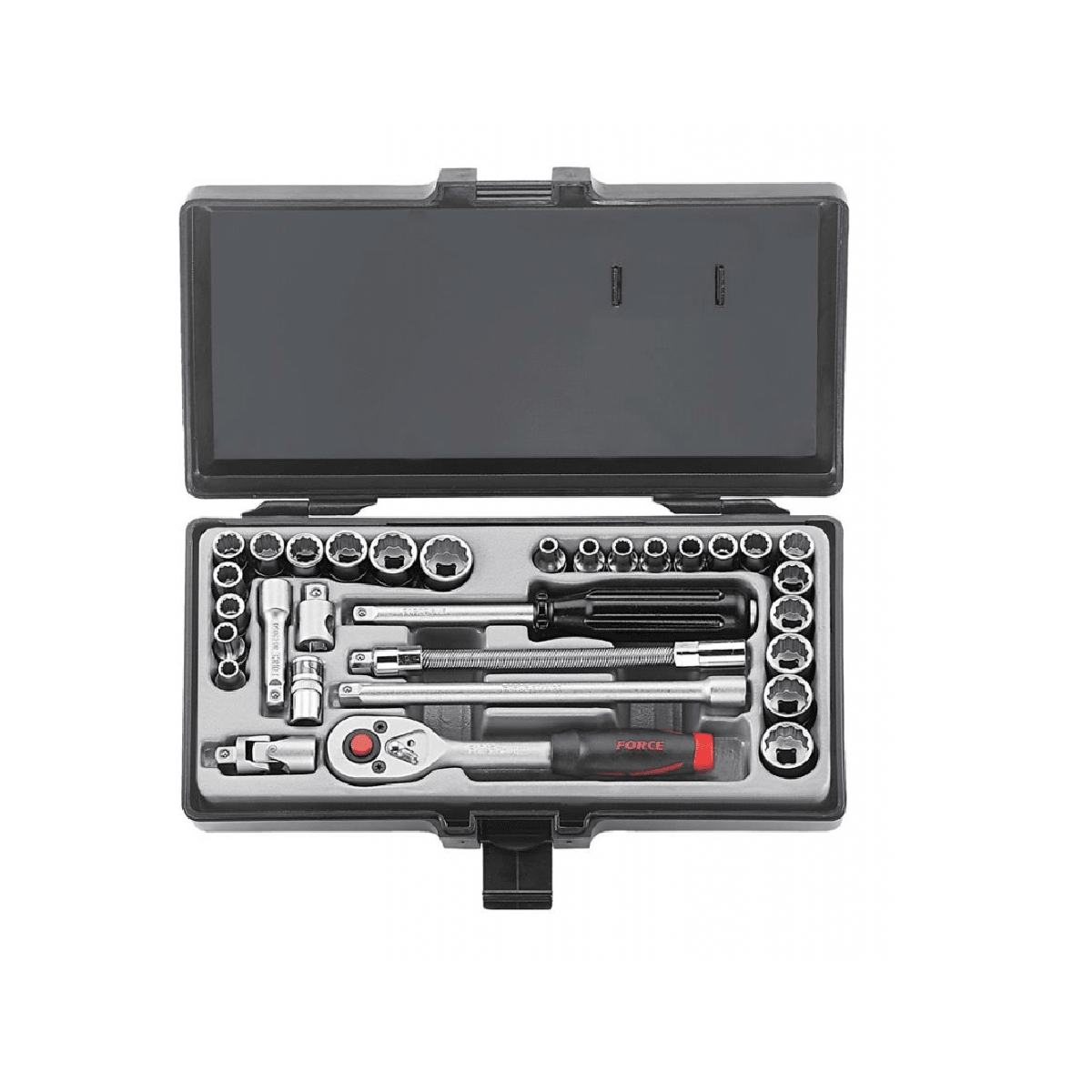 JGO DADOS POLIGONAL 1/4" EN MM/PULGADA 31 PZAS MARCA FORCE | Comercial Gyma