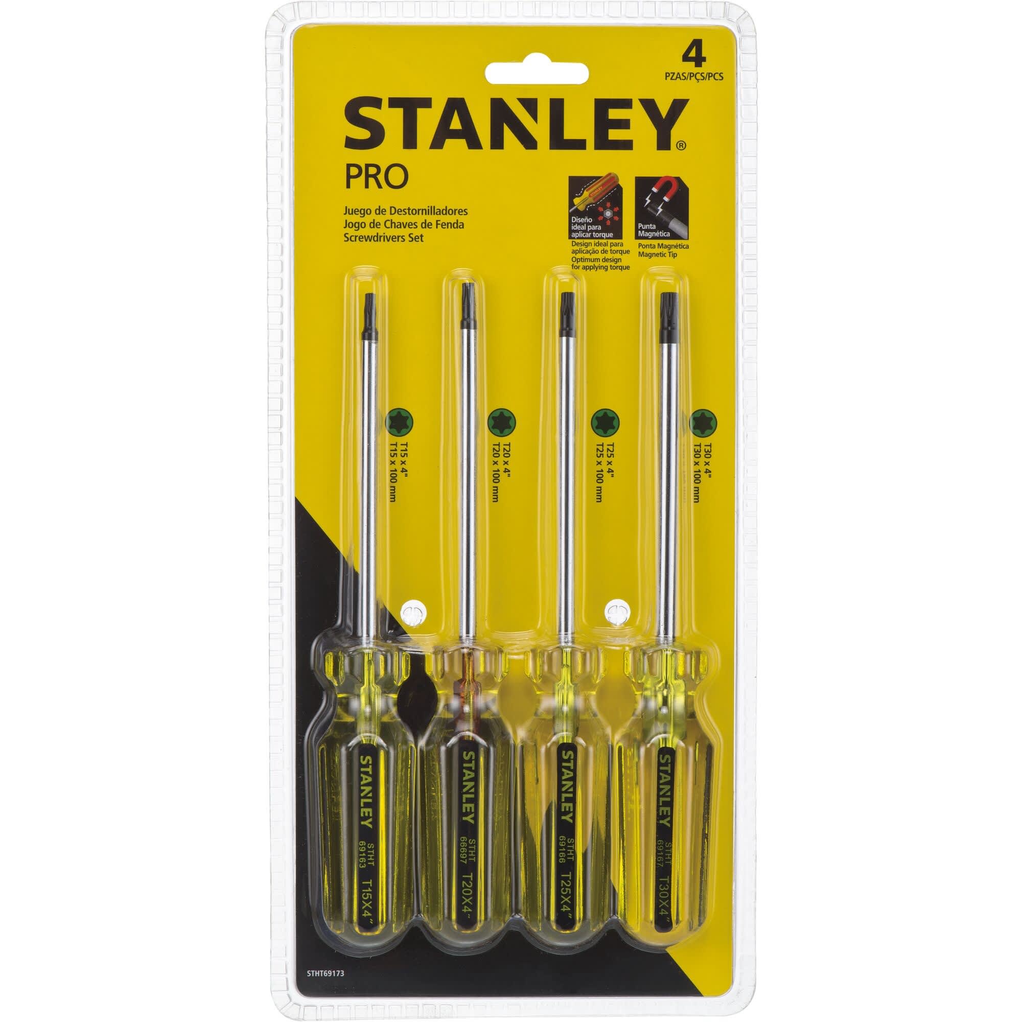 JUEGO DESTORNILLADORES TORX PRO 4 PZAS MARCA STANLEY | Comercial Gyma