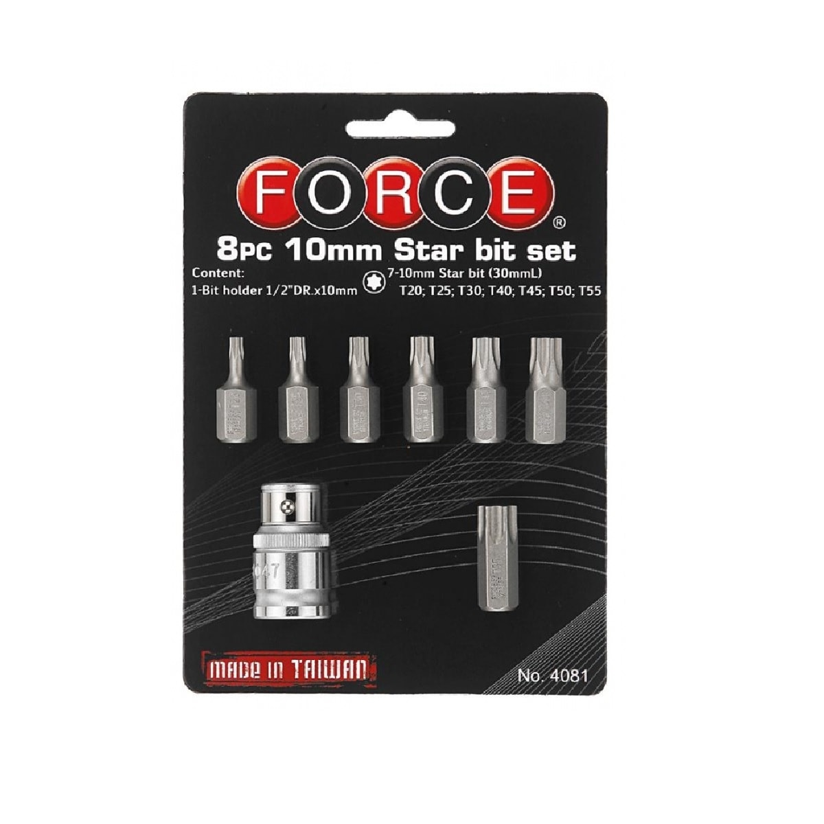 JUEGO DE PUNTAS TORX T20-T55 MARCA FORCE (4081) | Comercial Gyma