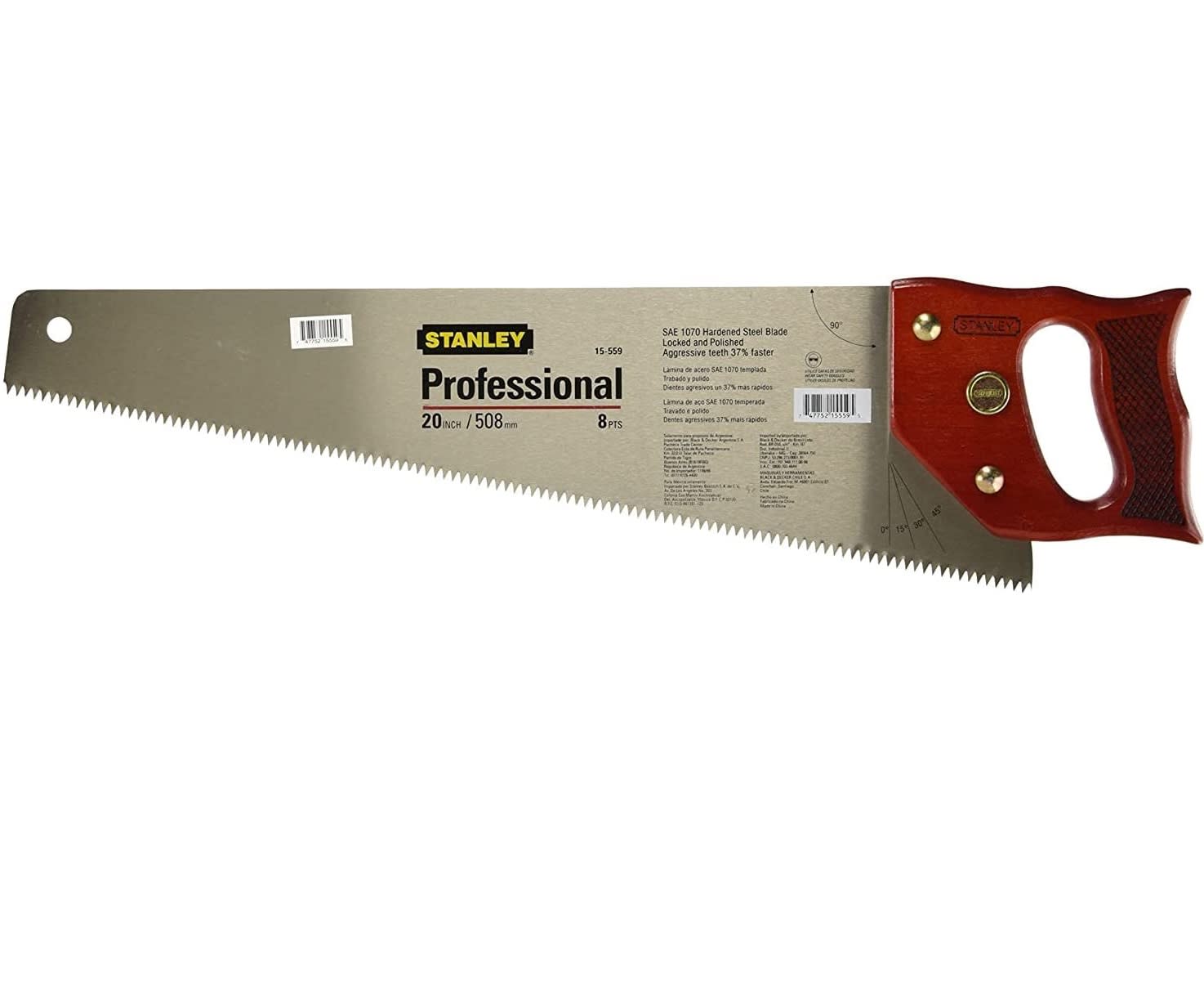 SERRUCHO CARPINTERO PROFESIONAL 20" DE 7 DIENTES MARCA STANLEY ...