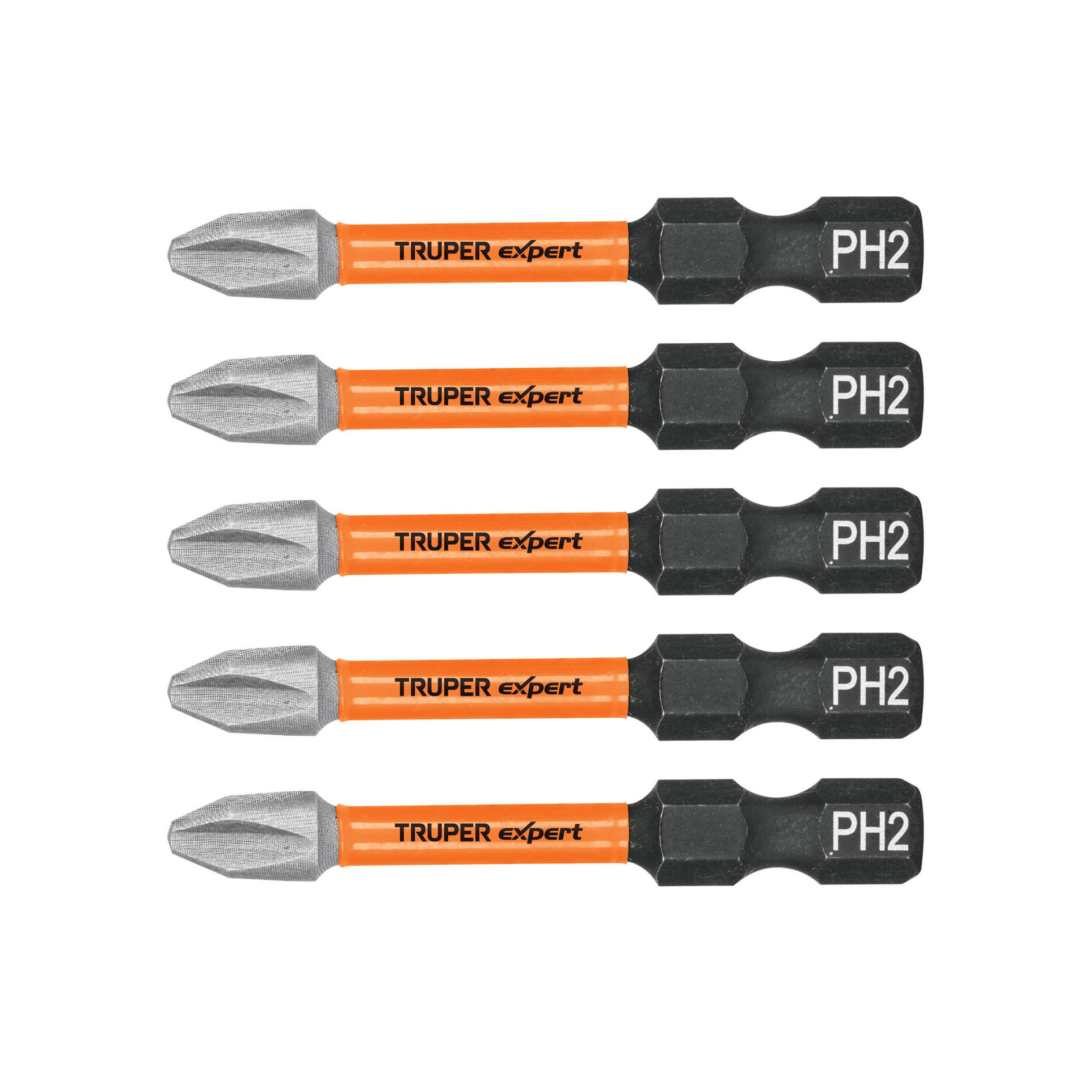 Estuche con 5 puntas de cruz PH2 de impacto largo 2 Truper | Corporacion Ferremax