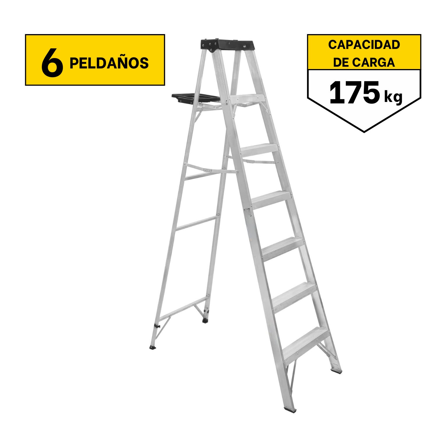 Escalera tipo tijera 6 peldaños soporta 175 Kg C&A | Ferremax