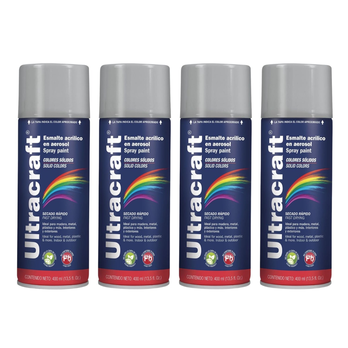 Pintura Spray Color Silver x4 Unidades Ultracraft | Ferremax