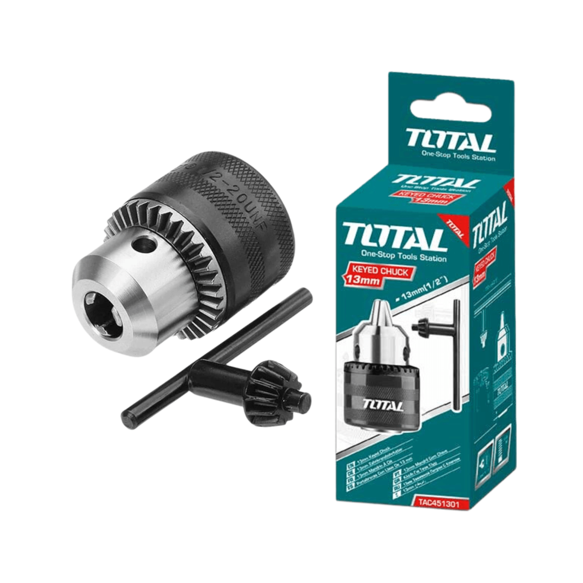 Mandril para taladro 13mm con llave Total | Ferremax