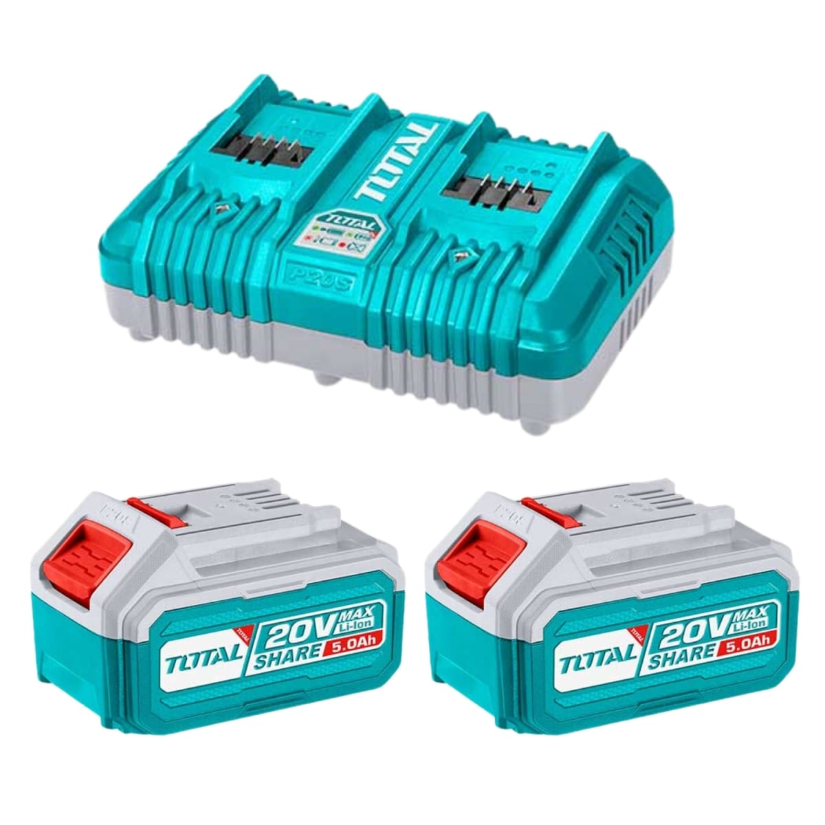 Combo 2 baterías 5ah + cargador industrial Total | Ferremax