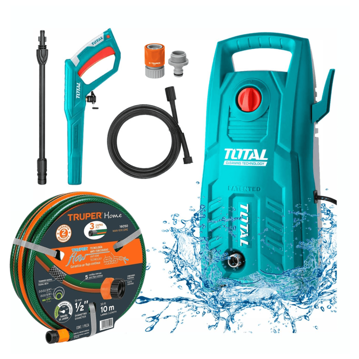 Hidrolavadora 1400w Total + manguera y conectores | Total Herramientas.pe
