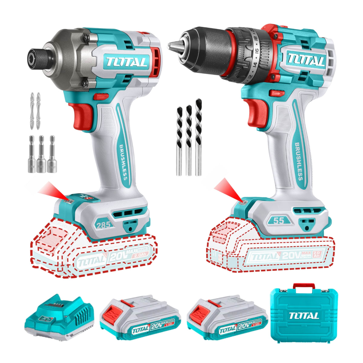 Atornillador de impacto 285nm con cargador y bateria + Taladro percutor ...