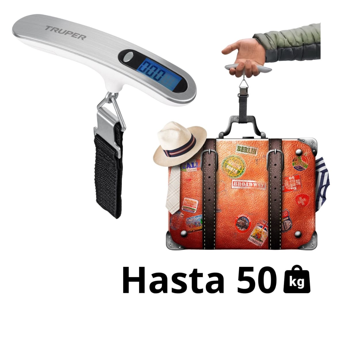 Balanza digital de mano 50Kg con candado de combinacion alta seguridad ...