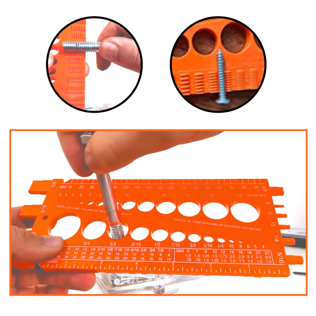 Regleta medidora de tuercas y tornillos 22 cm Truper | Corporacion Ferremax