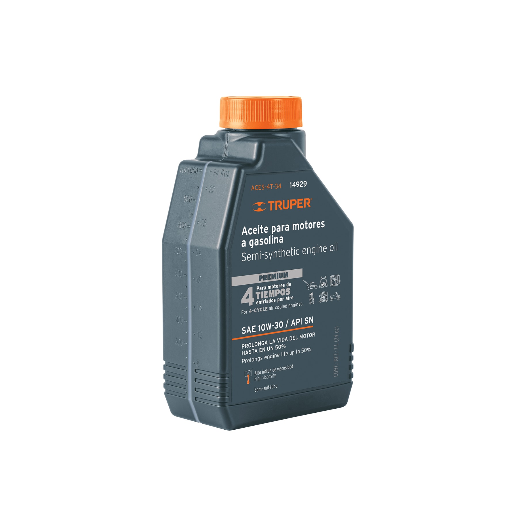 Aceite semi-sintético, 4 tiempos, 1000ml (34 oz), Truper | Ferremax