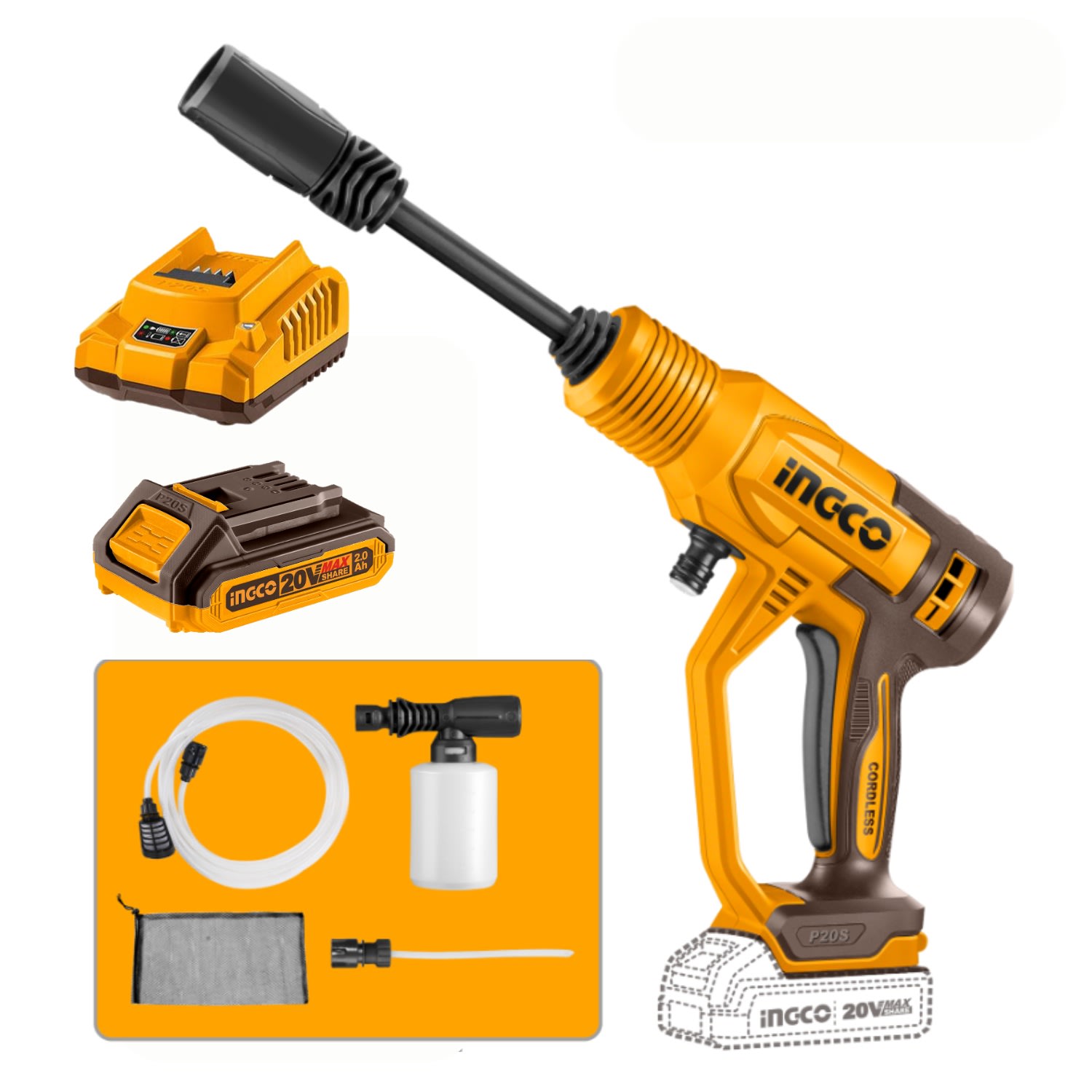 Hidrolavadora inalámbrica incluye batería y cargador Ingco | Ferremax