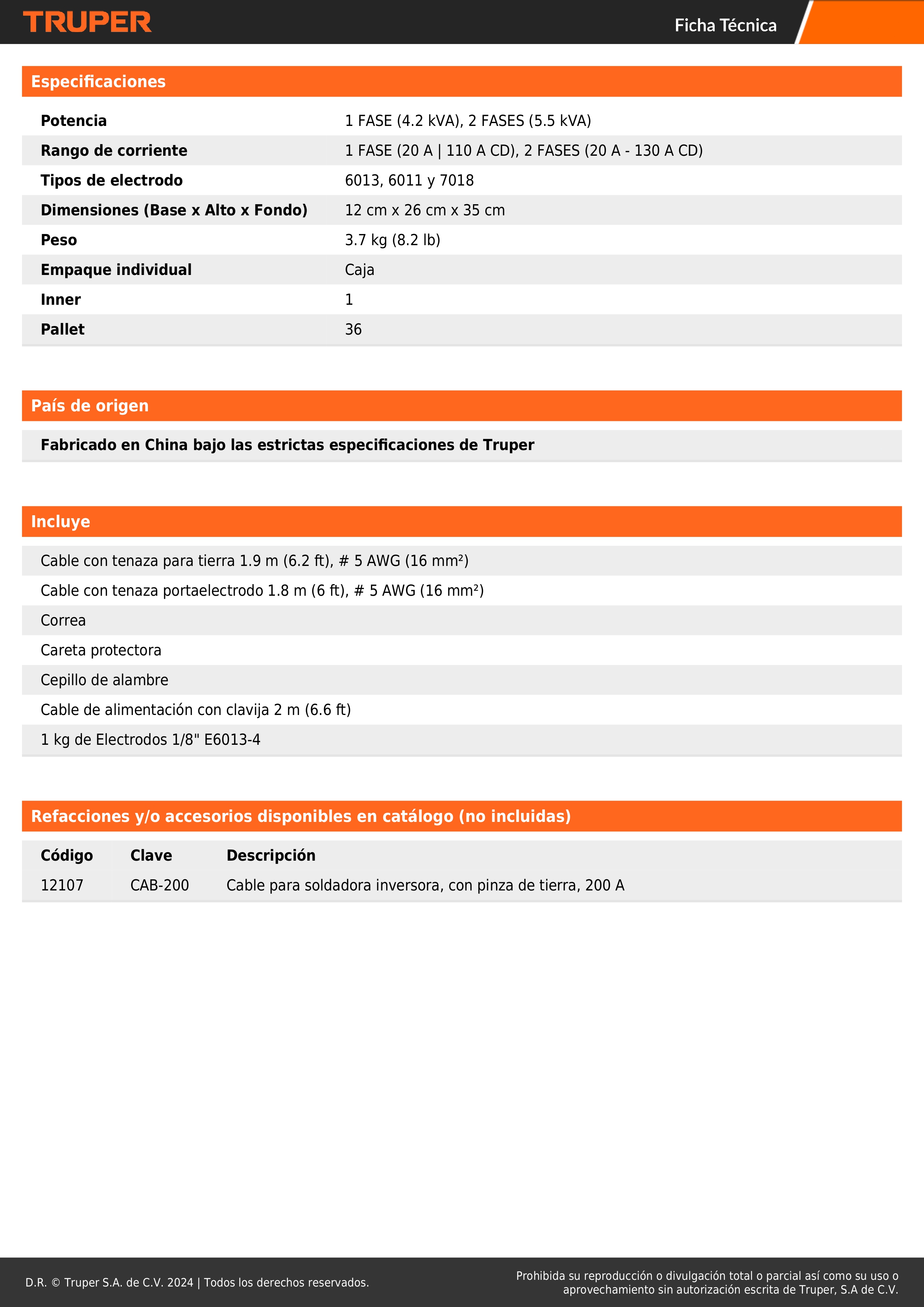 Soldadora inversora 130 A Truper | Ferremax