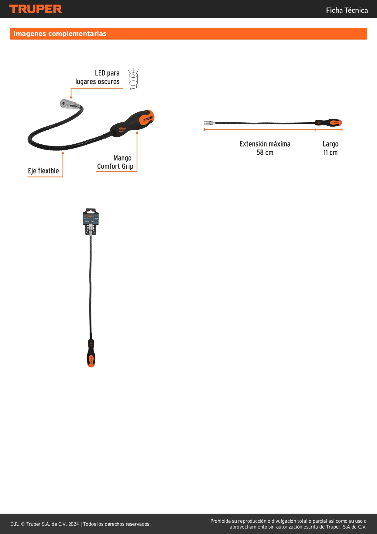 Iman extensible flexible de acero con LED 3 KG | Ferremax