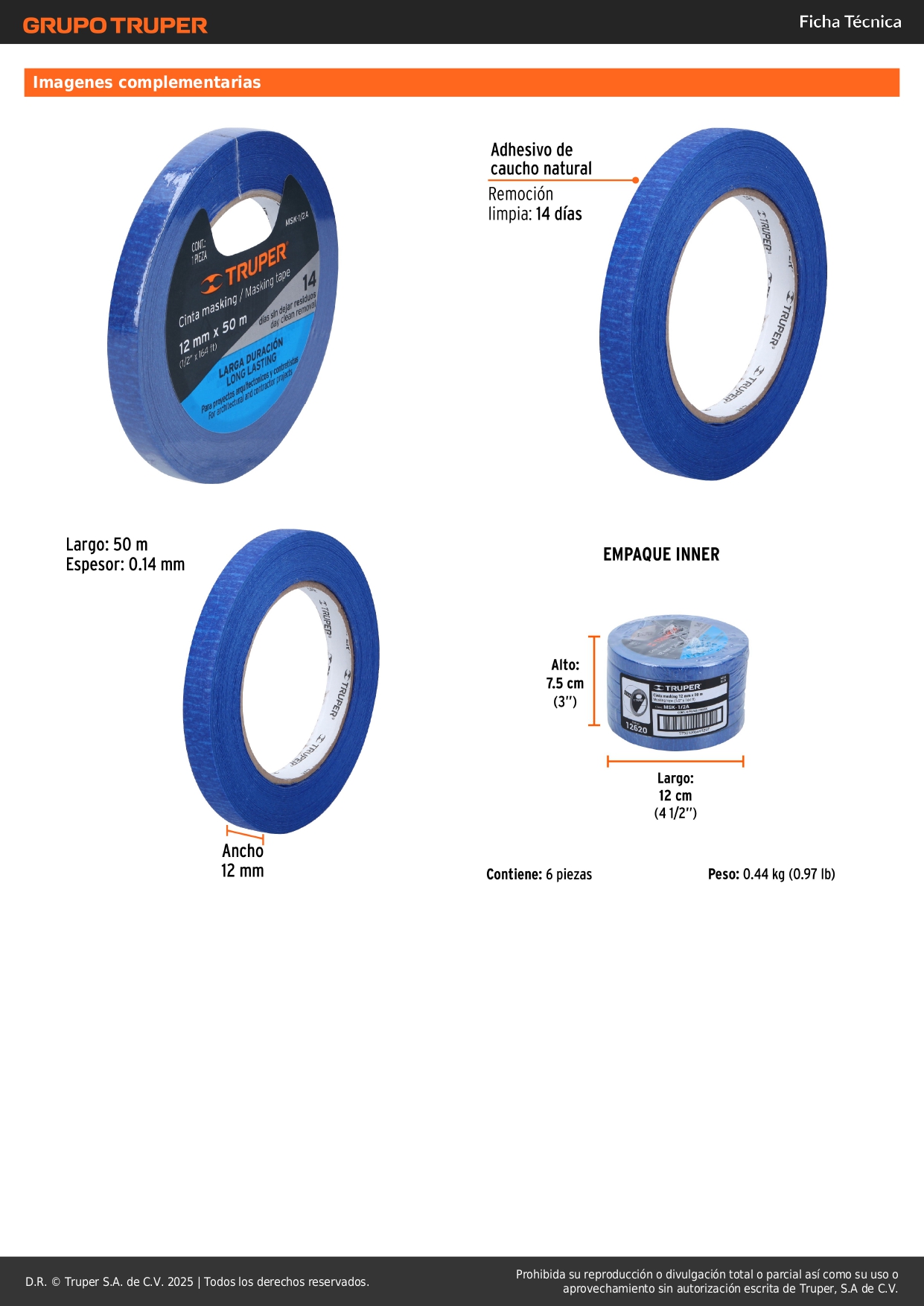 Cinta masking azul para pintor 50m de ½" Truper | Ferremax