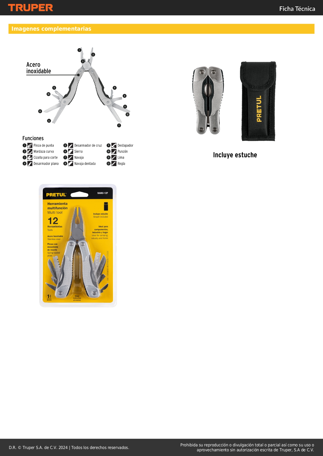 Multiherramienta 12 funciones, Pretul | Ferremax