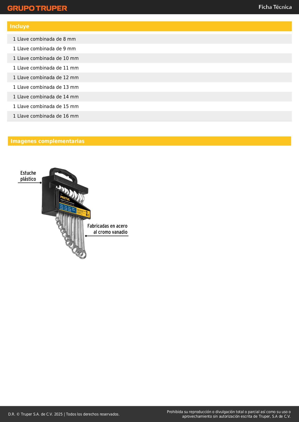 Juego de 11 llaves mixtas mm Pretul | Ferremax