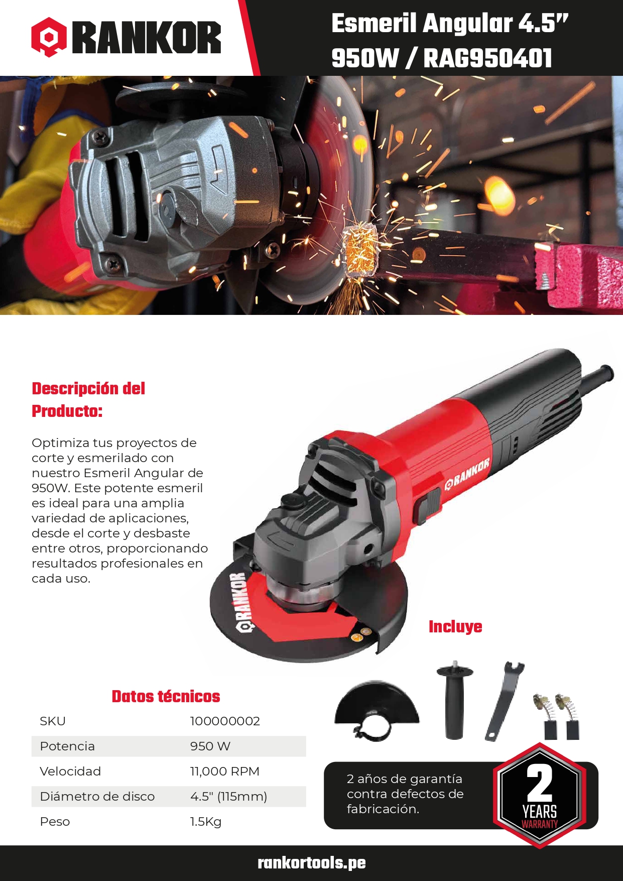 Combo taladro percutor 750w + amoladora 950w industrial Rankor | Ferremax