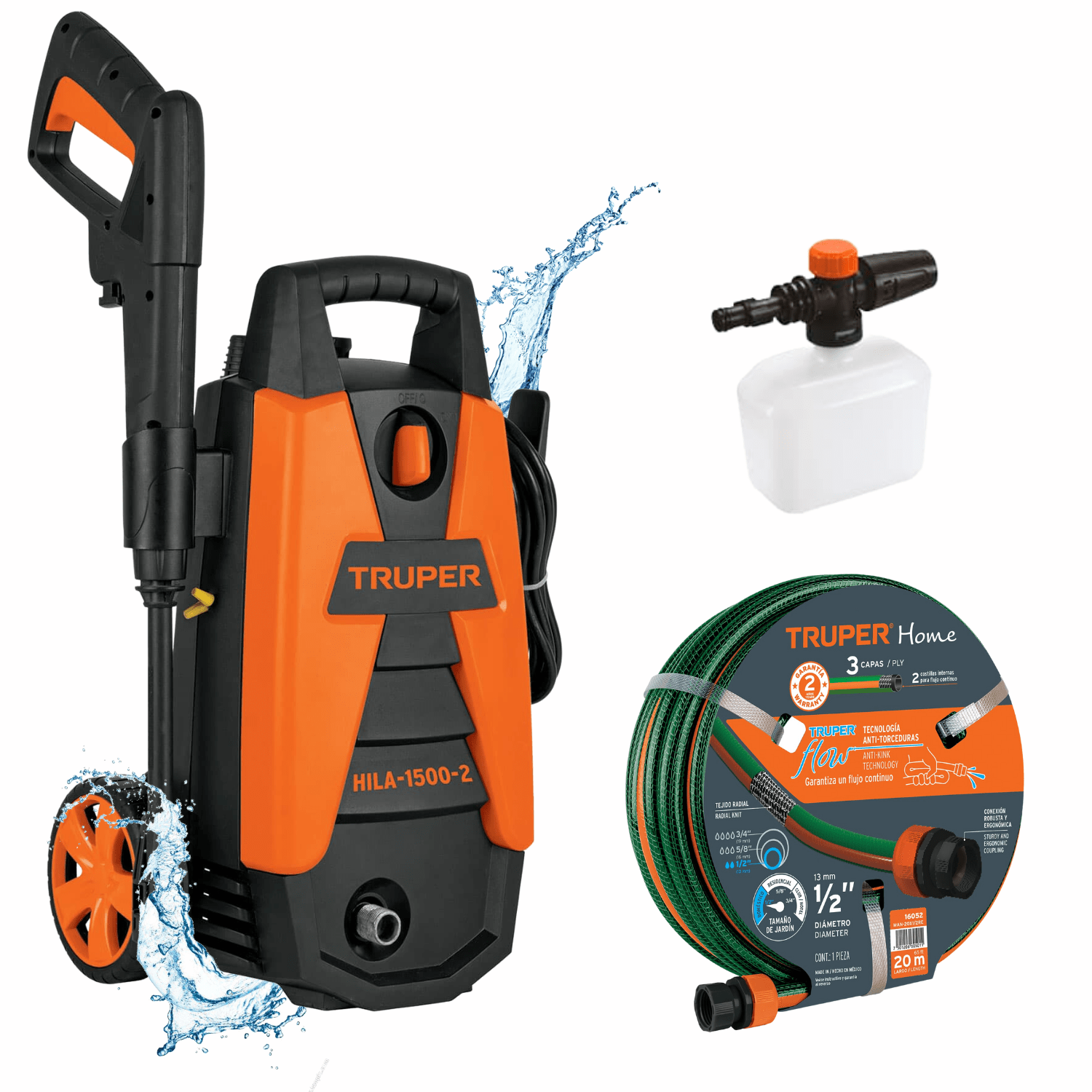 Hidrolavadora 1400W 1500 PSI + Manguera 20 metros Truper | Corporacion Ferremax
