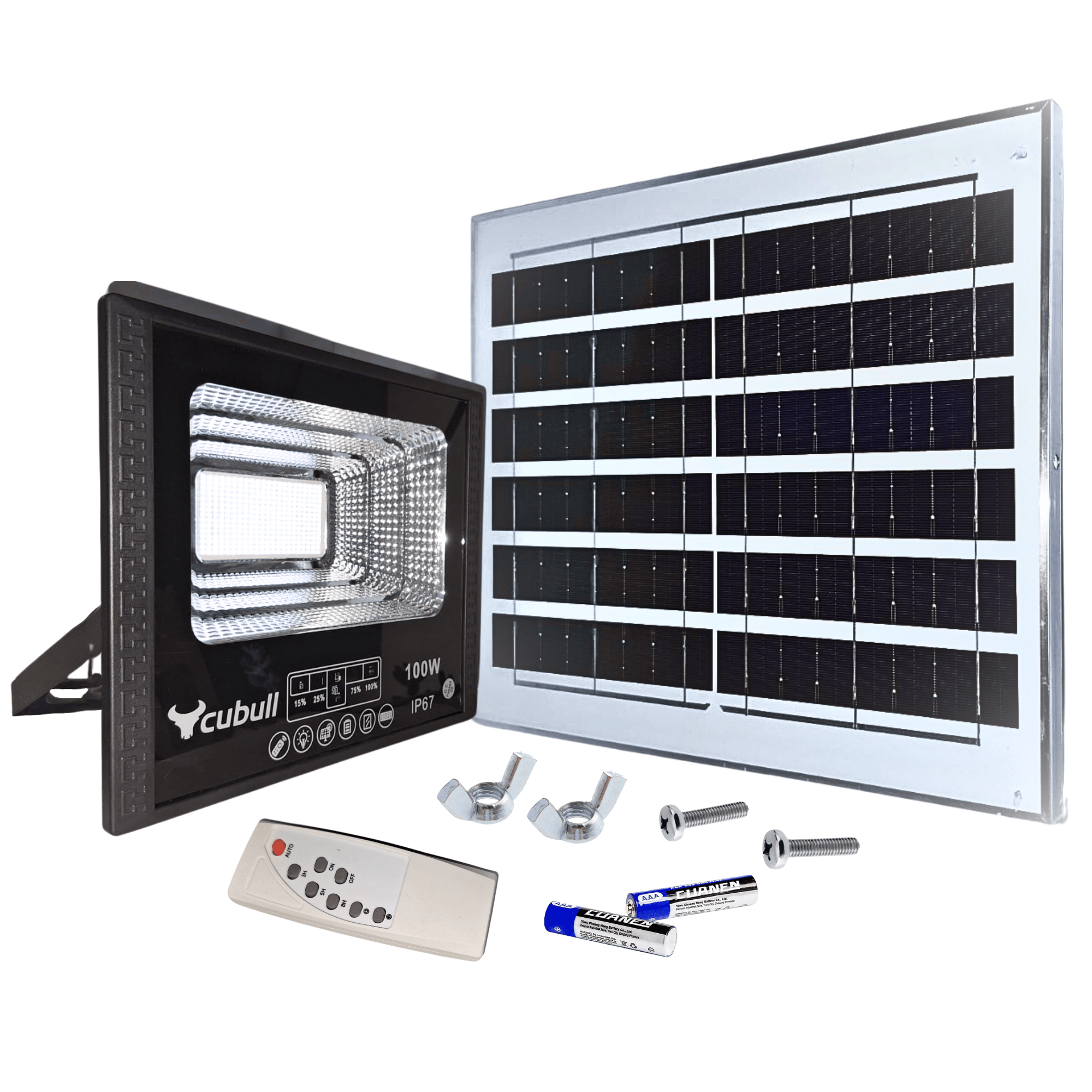 Reflector LED 100w con panel solar Cubull | Corporacion Ferremax