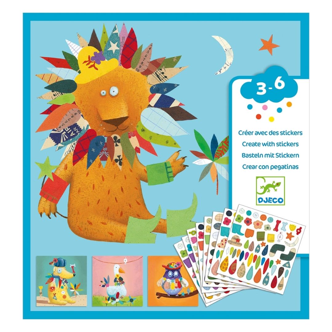 Creando con pegatinas: vistiendo animales | Bee Happy Toys