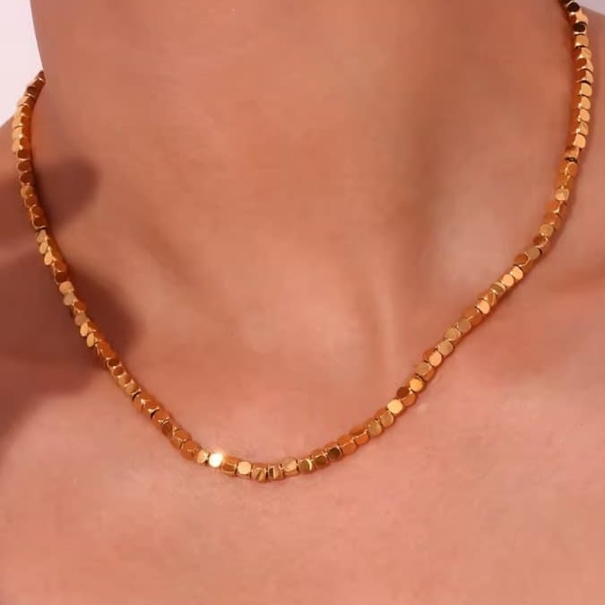 Collar elegante cubos acero / par | Matinée Accesorios