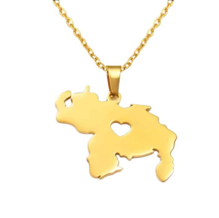 Collar con mapa de venezuela en acero / unidad | Matinée Accesorios