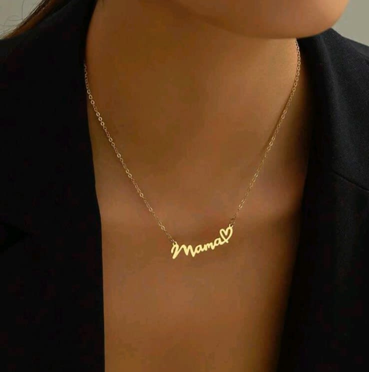 Collar cadena palabra mamá corazón acero / unidad | Matinée Accesorios