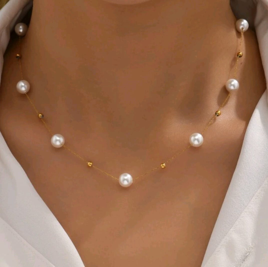 Collar acero minimalista con perlas sintéticas / unidad | Matinée ...