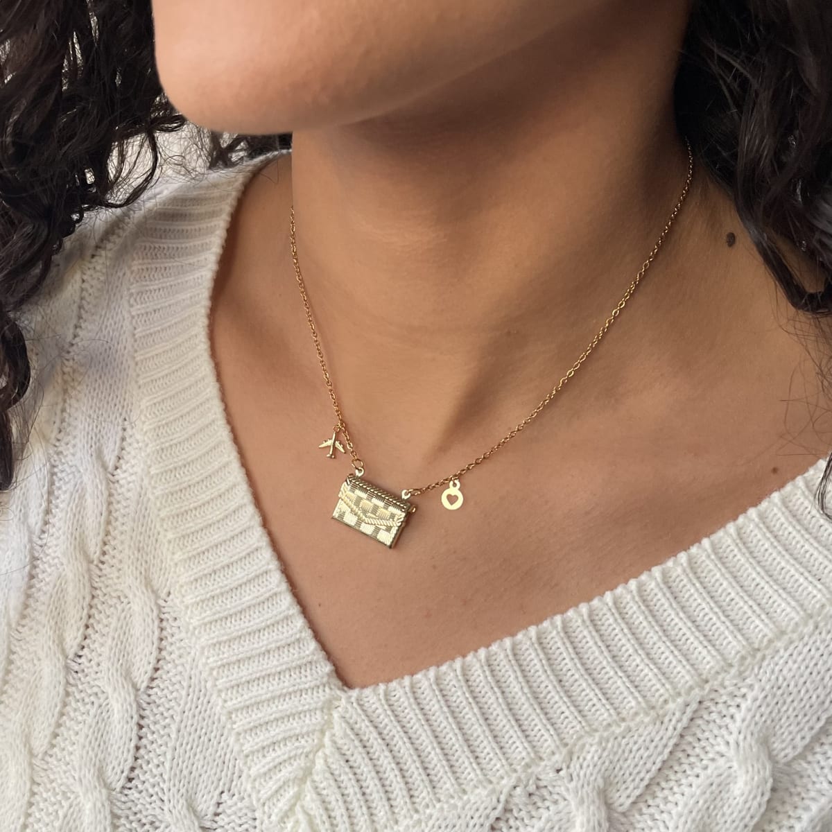 Collar con relicario sobre tres fotos personalizado dorado / unidad ...