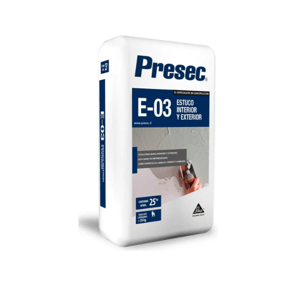 Estuco interior / exterior 25 Kg. E-03 Presec | Tuerca Martillo