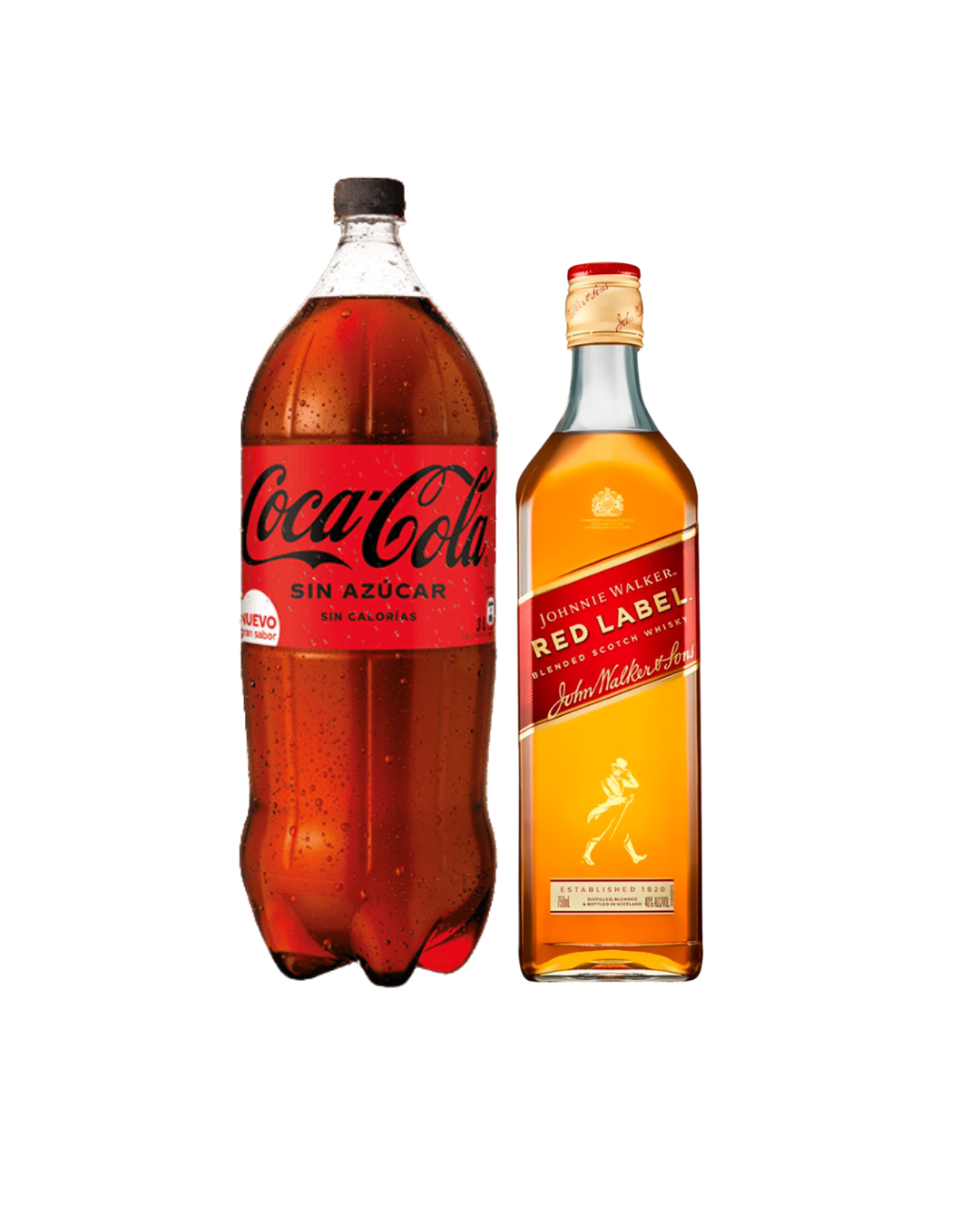Pack Whisky Johnnie Walker Red Label 750 Cc + Coca Cola Zero 3L ...