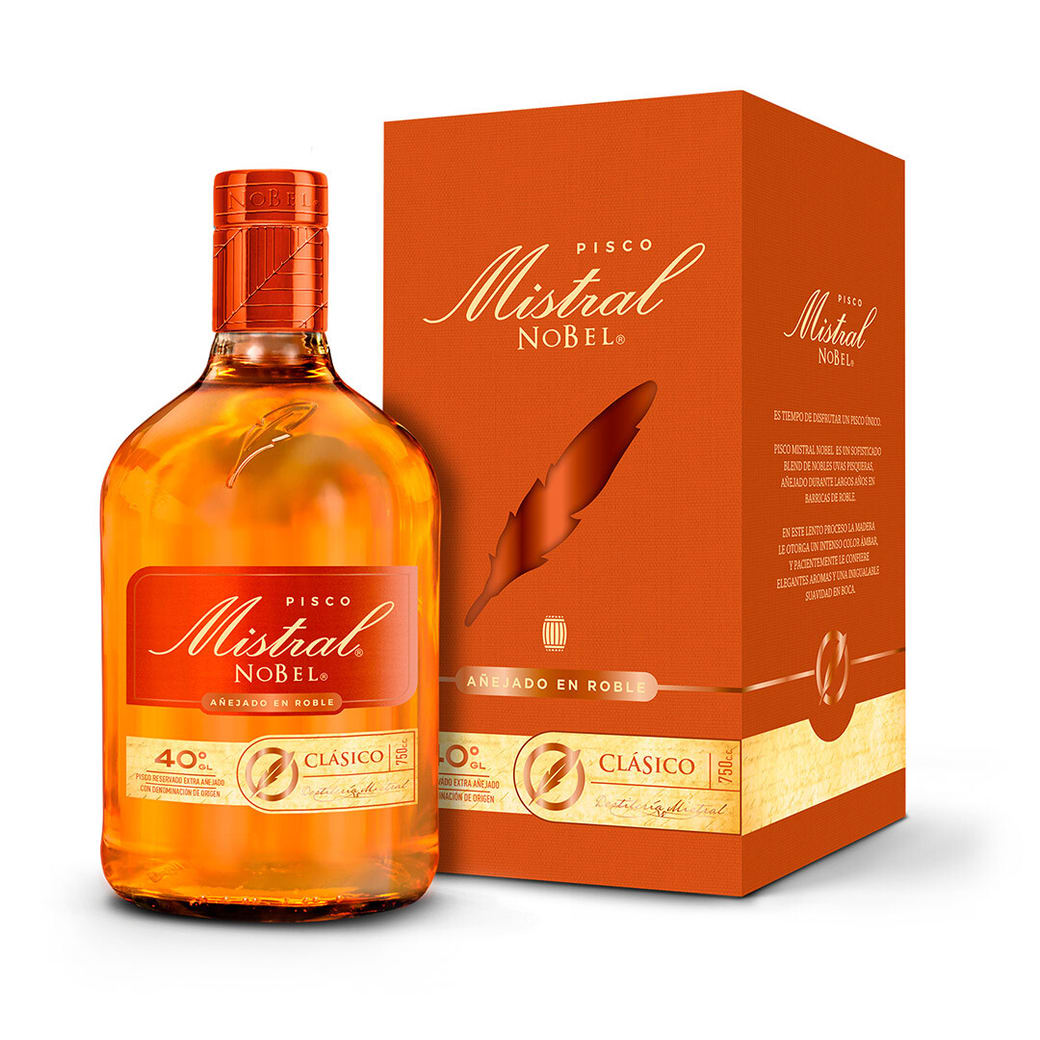 Pisco Mistral Nobel Añejado en Roble 40° Botella 750 cc | Licores Villafraz