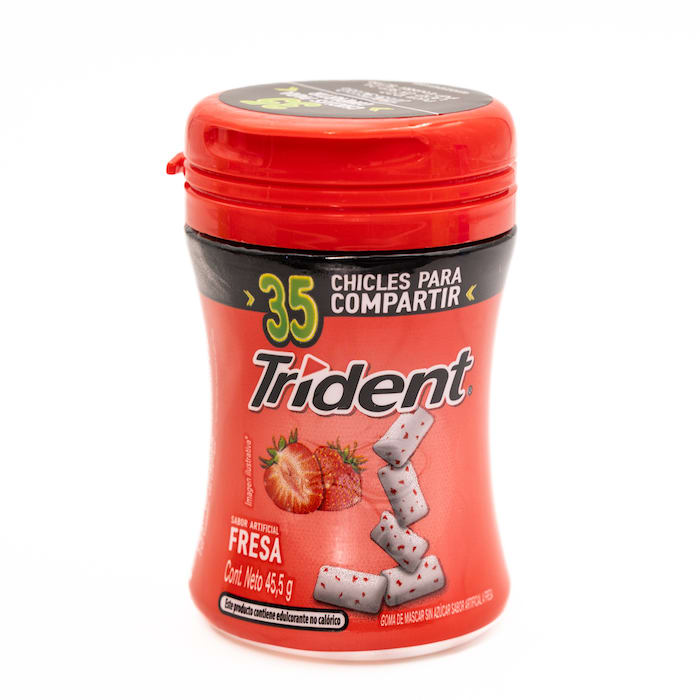 Chicle Trident Sin Azúcar Fresa Botella 45.5 grs | Licores Villafraz