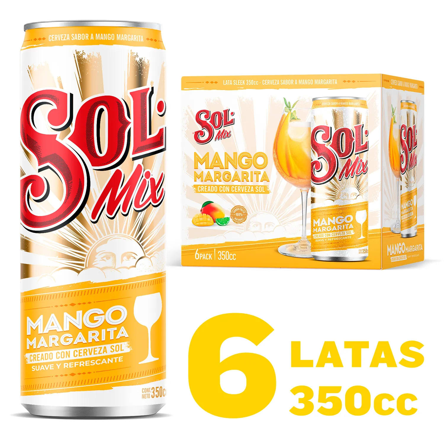 Pack 6 un. Cerveza Sol Mix Mango Margarita 4.2° 350 cc | Licores Villafraz