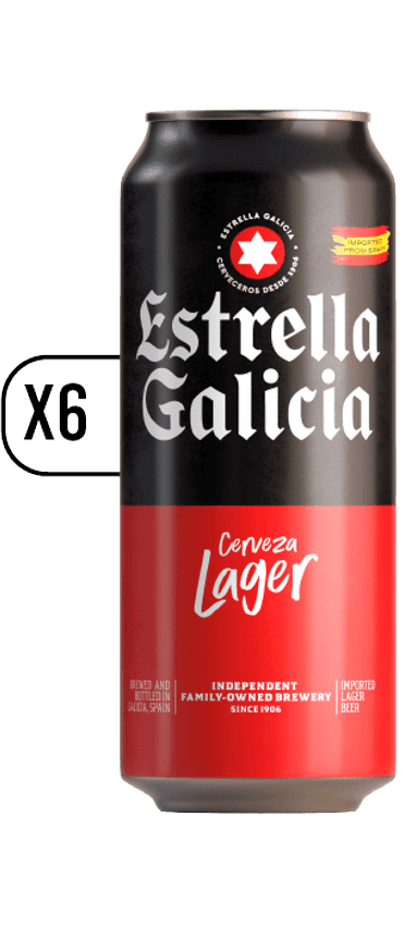 Pack Cerveza Estrella Galicia Lager Lata 6 X 500 Cc | Licores Villafraz
