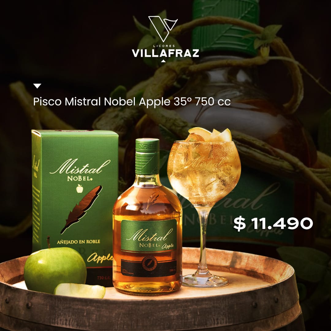 Pisco Mistral Nobel Apple 35° 750 cc | Licores Villafraz