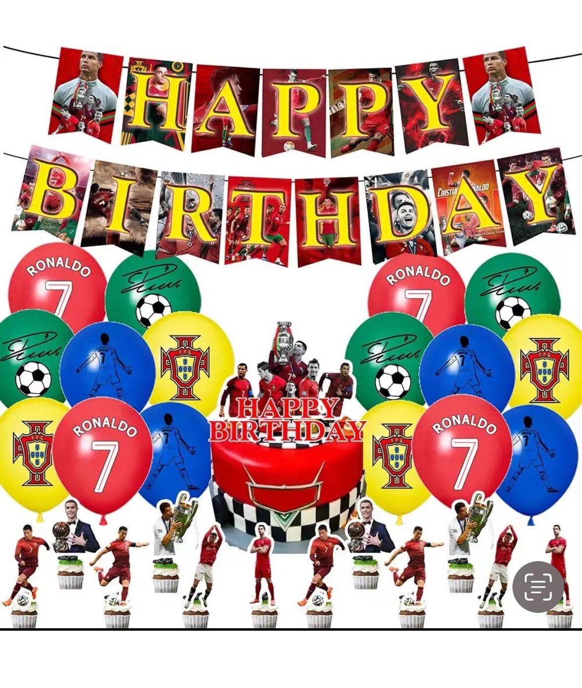 Kit Cumpleaños Decoración Cristiano Ronaldo Tela De Fondo Dyshopnow