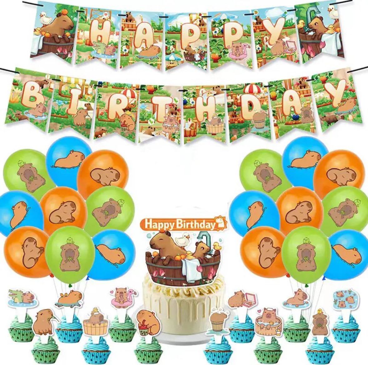 Kit Cumpleaños Decoración Diseño Capibara Niños Capybara Dyshopnow