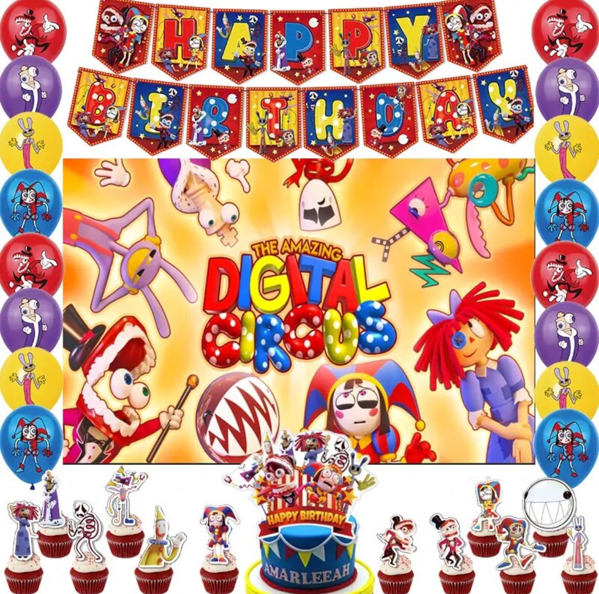 Kit Cumpleaños The Amazing Circus Digital + Tela Cumpleaños | DYSHOPNOW