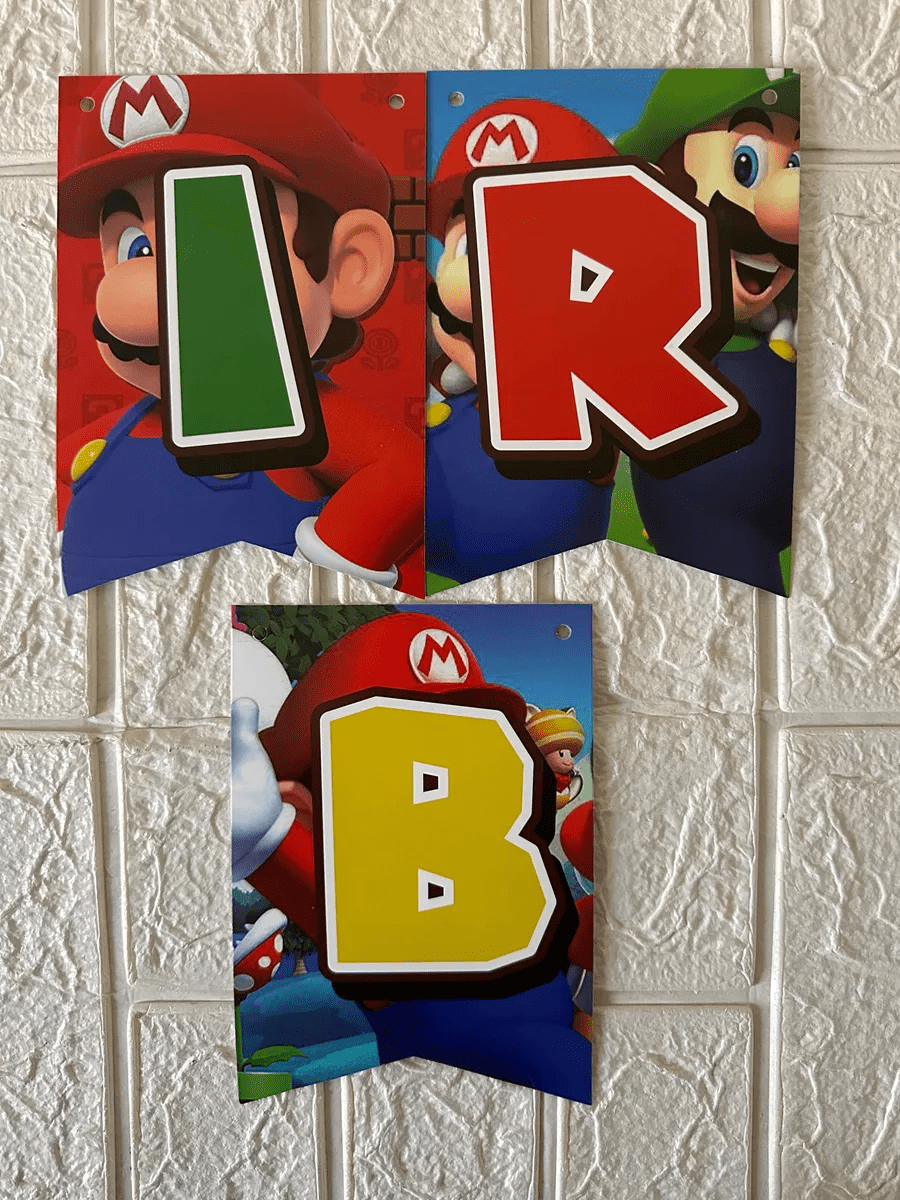 Banderín Colgante Banner Cumpleaños Super Mario Bros Movie | DYSHOPNOW