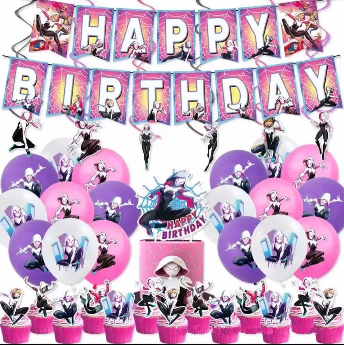 Kit Decoración Cumpleaños Spider Guest Stacy V2 | DYSHOPNOW