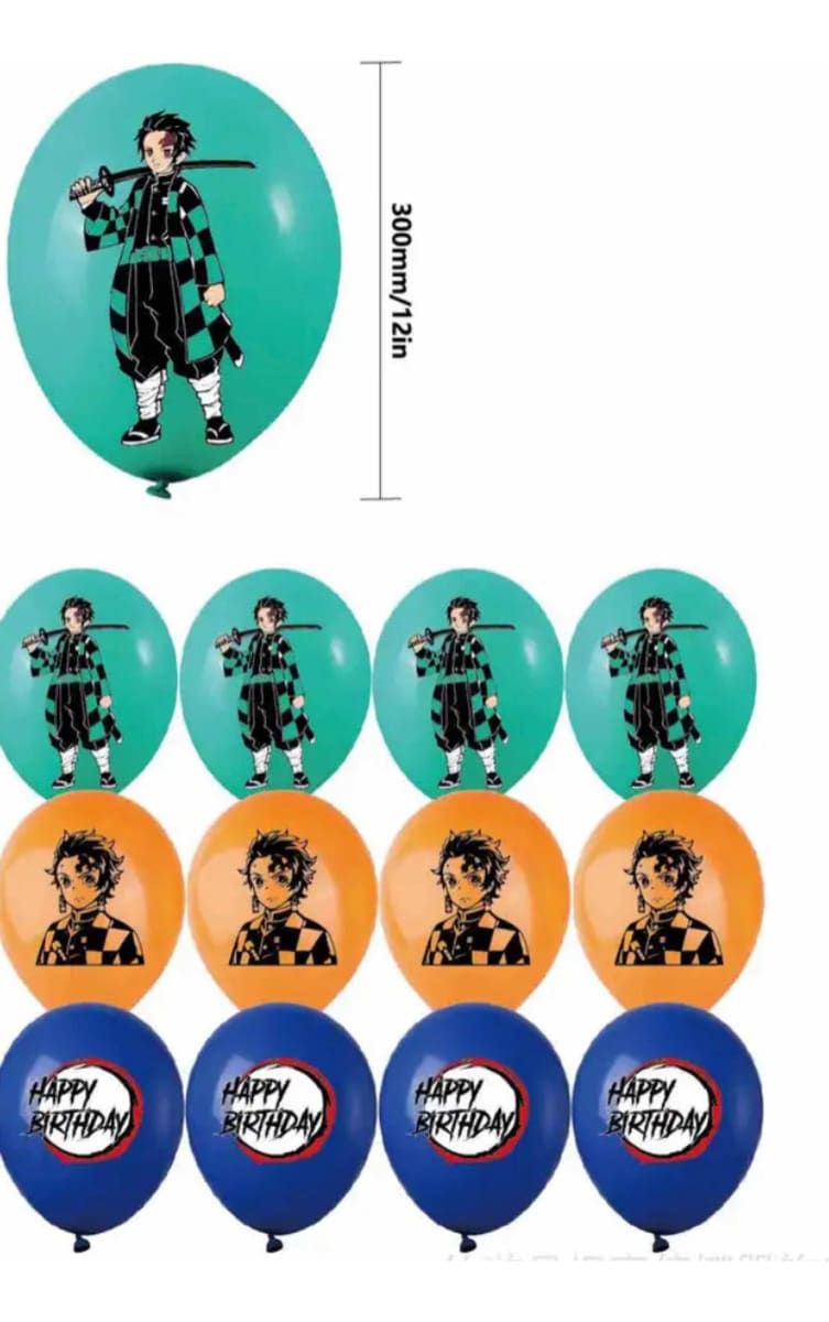 Pack 12 Globos Látex Tanjiro Kamado Demon Slayer Kimetsu | DYSHOPNOW