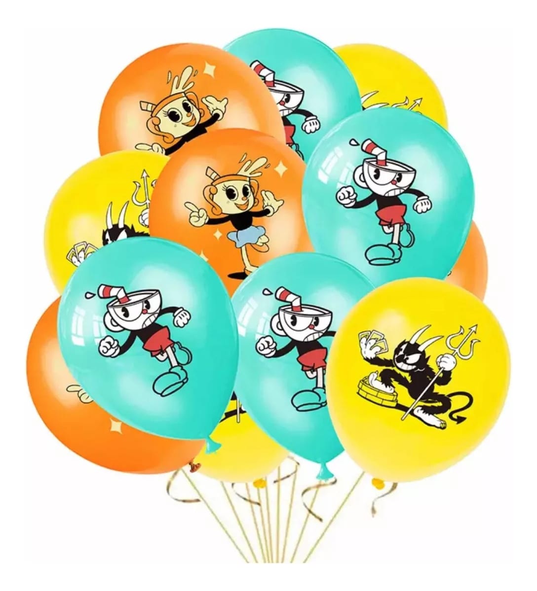 Pack 12 Globos Látex Cuphead Cumpleñaos Cup Head | DYSHOPNOW