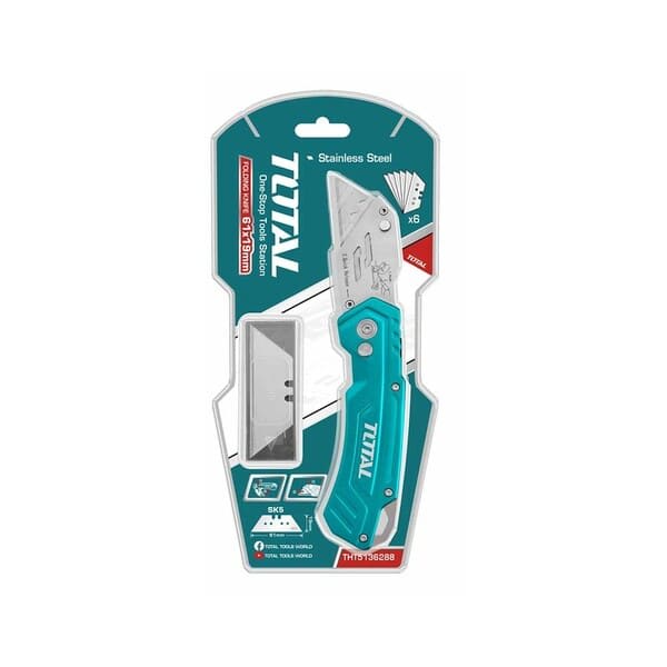 CUCHILLA CUTTER PLEGABLE ACERO INOX 180MM 165G. HOJA 61X19MM ...