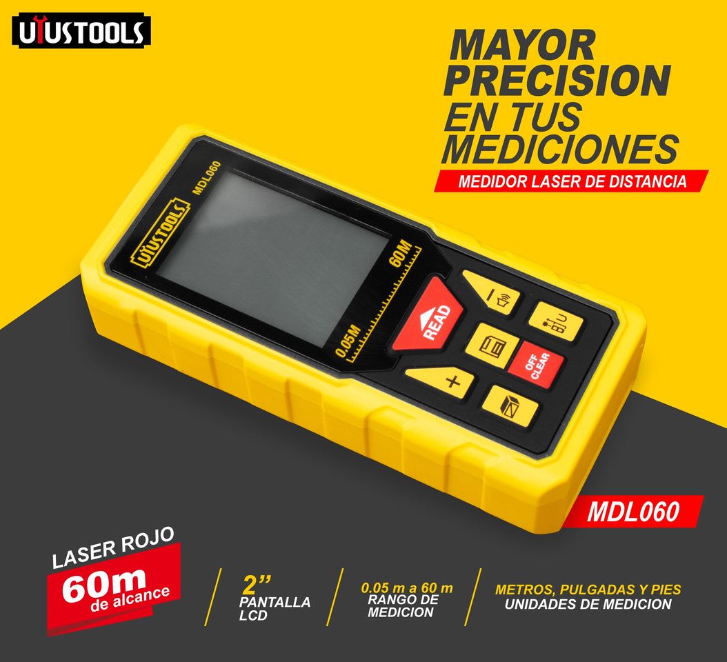 MEDIDOR LASER DE DISTANCIA 60M ±2MM UYUSTOOLS | iTools Store