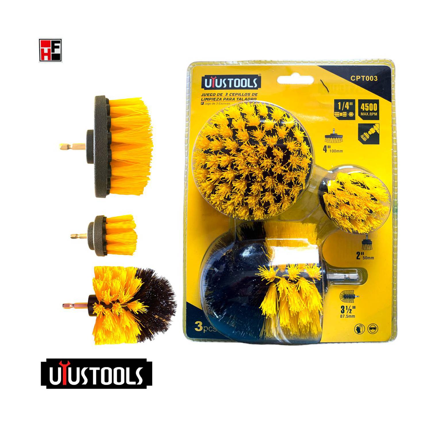 JUEGO DE 3 CEPILLOS DE LIMPIEZA PARA TALADRO | iTools Store