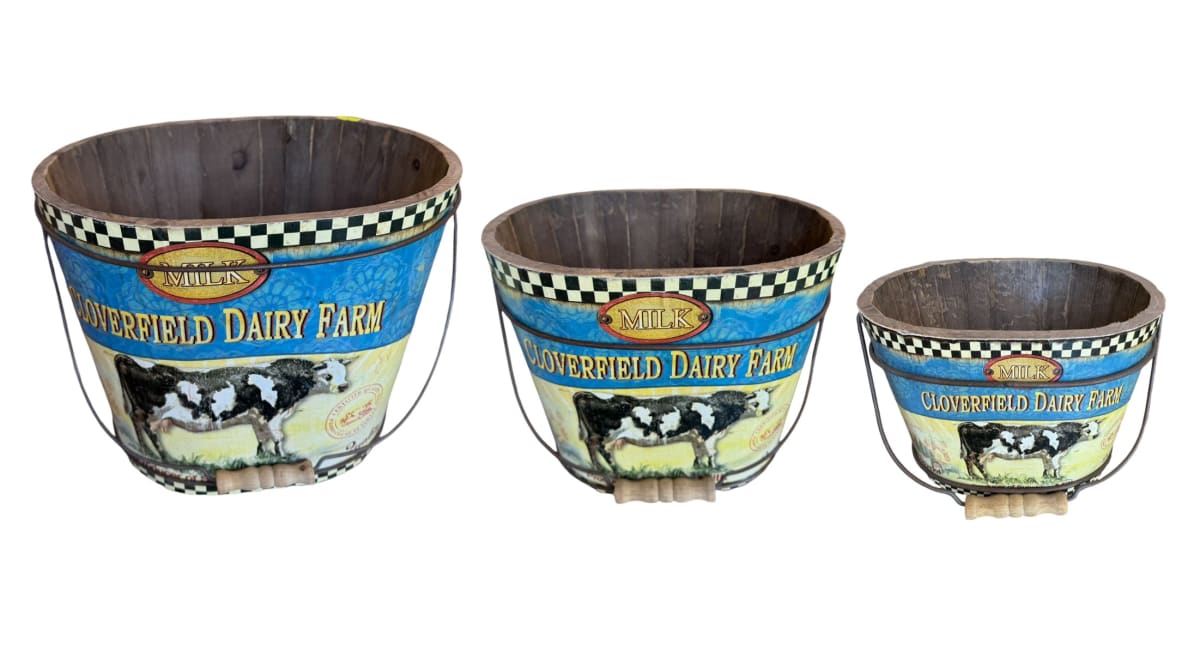 SET DE 3 BALDES DE MADERA VINTAGE ESTILO CLOVERFIELD DAIRY FARM | The ...
