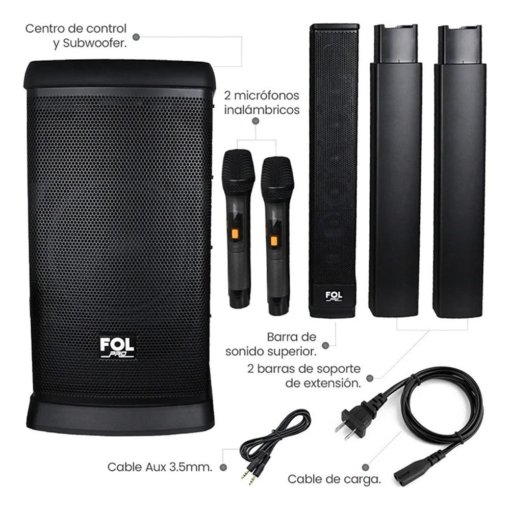 Torre De Audio Con Subwoofer 10 pulgadas más 6 bocinas 420W FS-T888 ...