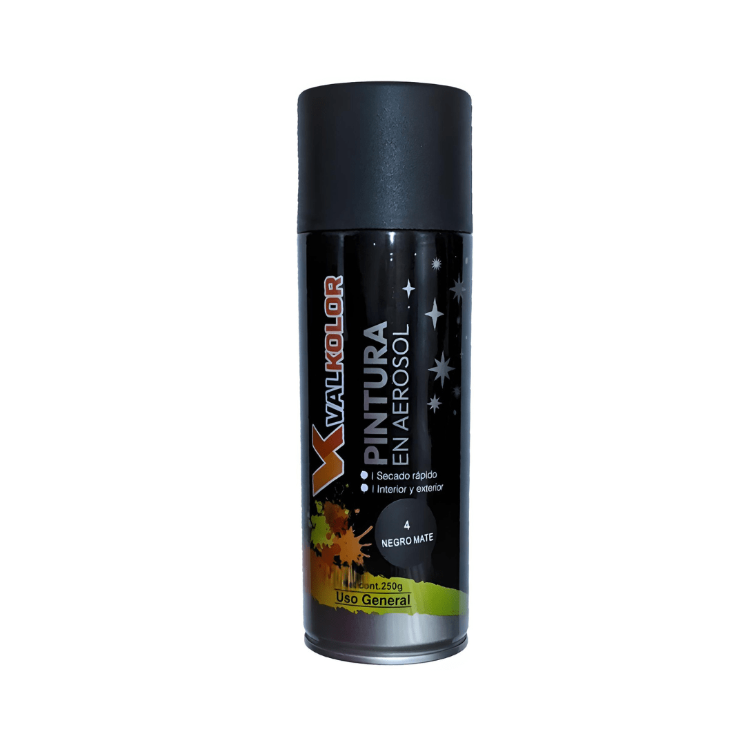 PINTURA NEGRO OPACO (MATE) USO GENERAL 400ML VALKOLOR | FERRECONST