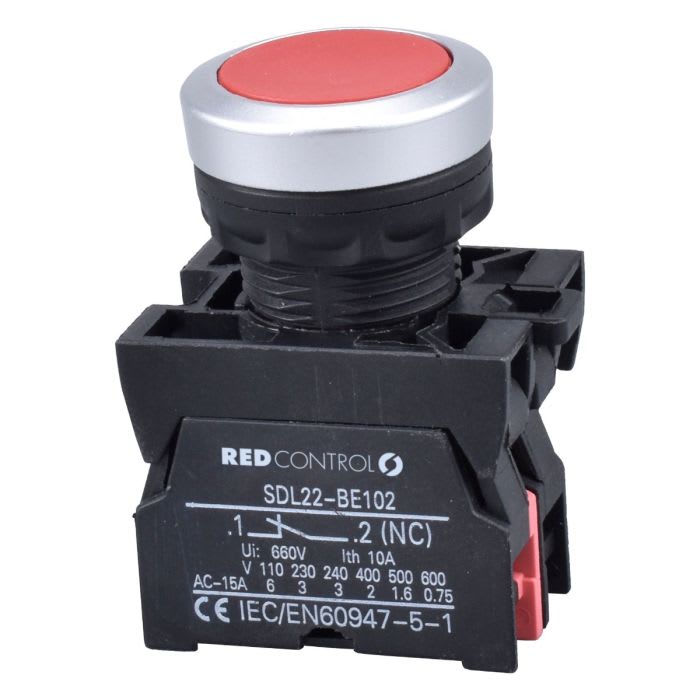 Pulsador Rojo 22mm 1NC | Marcani Ltda